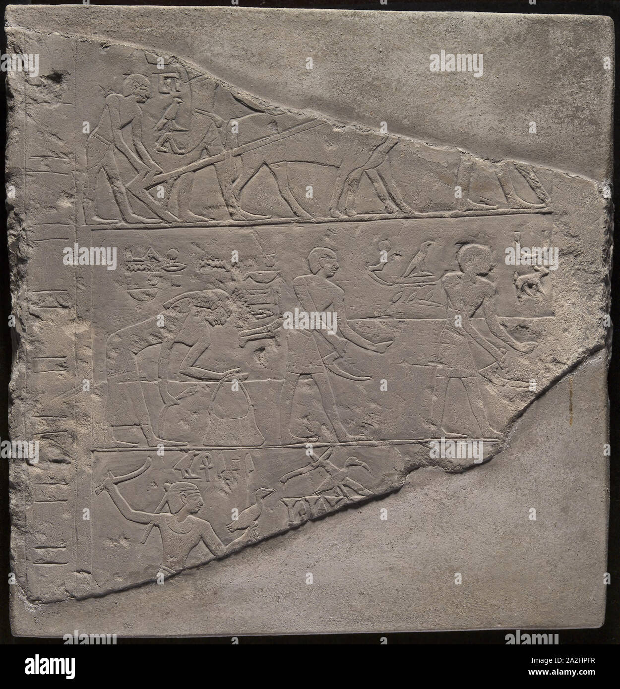 Fragment of a Stela Depicting Plowing, Harvesting, and Fowling, First ...