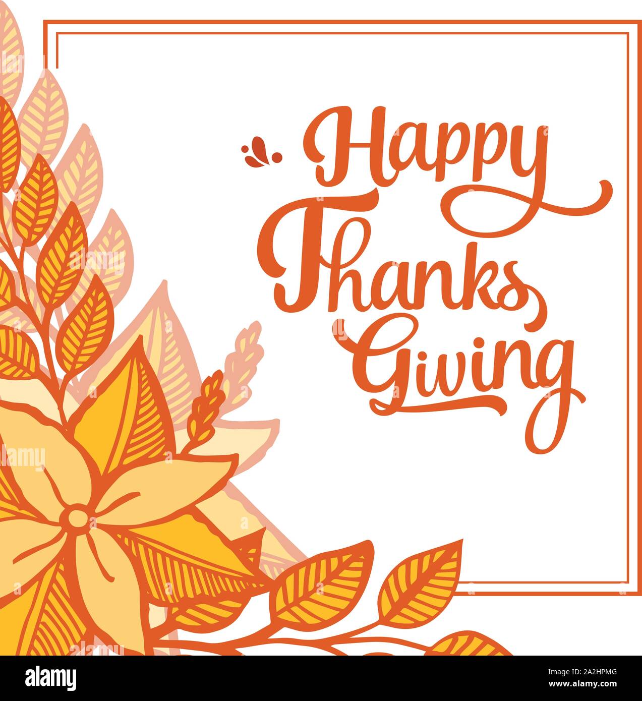 Lettering poster of thanksgiving, with autumn leaf flower frame. Vector ...