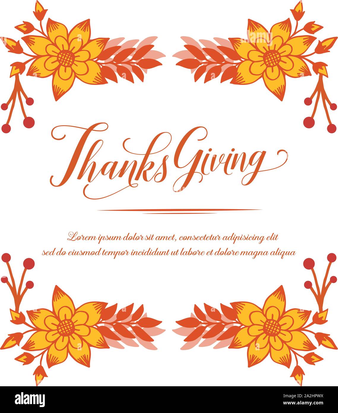 Template of poster thanksgiving, with plant of autumn leaf flower frame ...