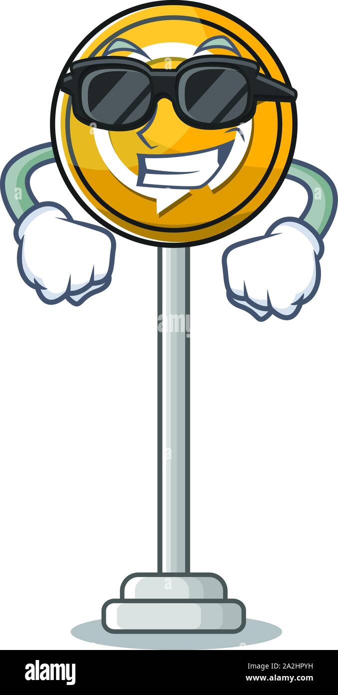Super cool roundabout ahead character isolated the cartoon Stock Vector ...
