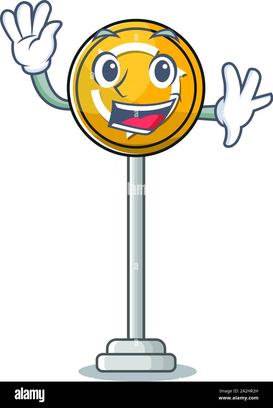 Waving roundabout ahead character isolated the cartoon Stock Vector ...