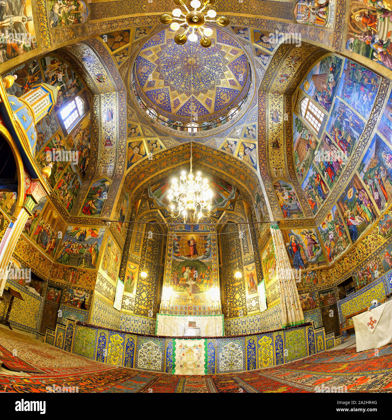 Interior, Frescos representing scenes of the Bible, Holy Savior or Vank ...