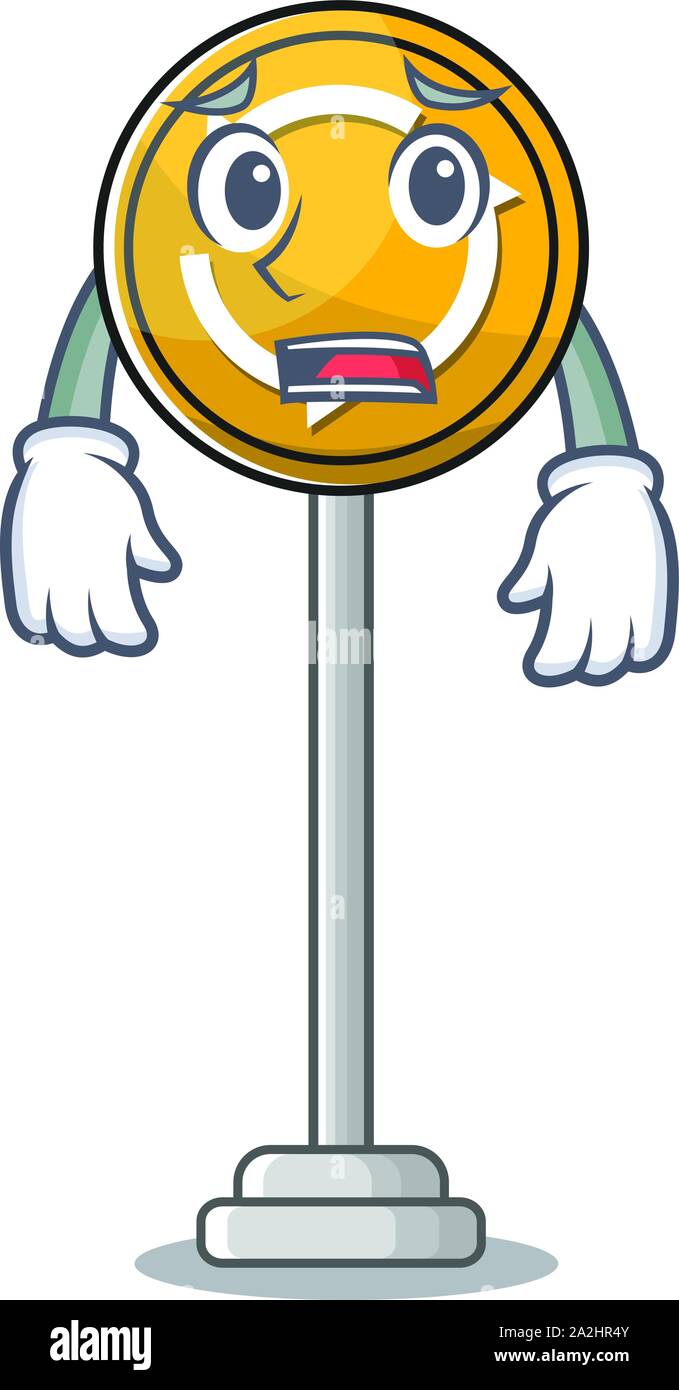 Afraid roundabout ahead cartoon shape with mascot Stock Vector Image ...