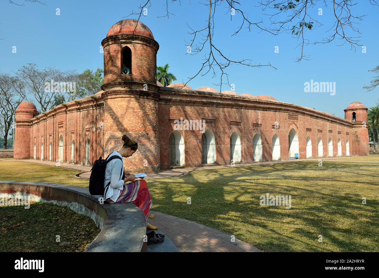 Tourist in the Mosque City of Bagerhat is a UNESCO World Heritage Site, Sixty Dome Mosque or ...