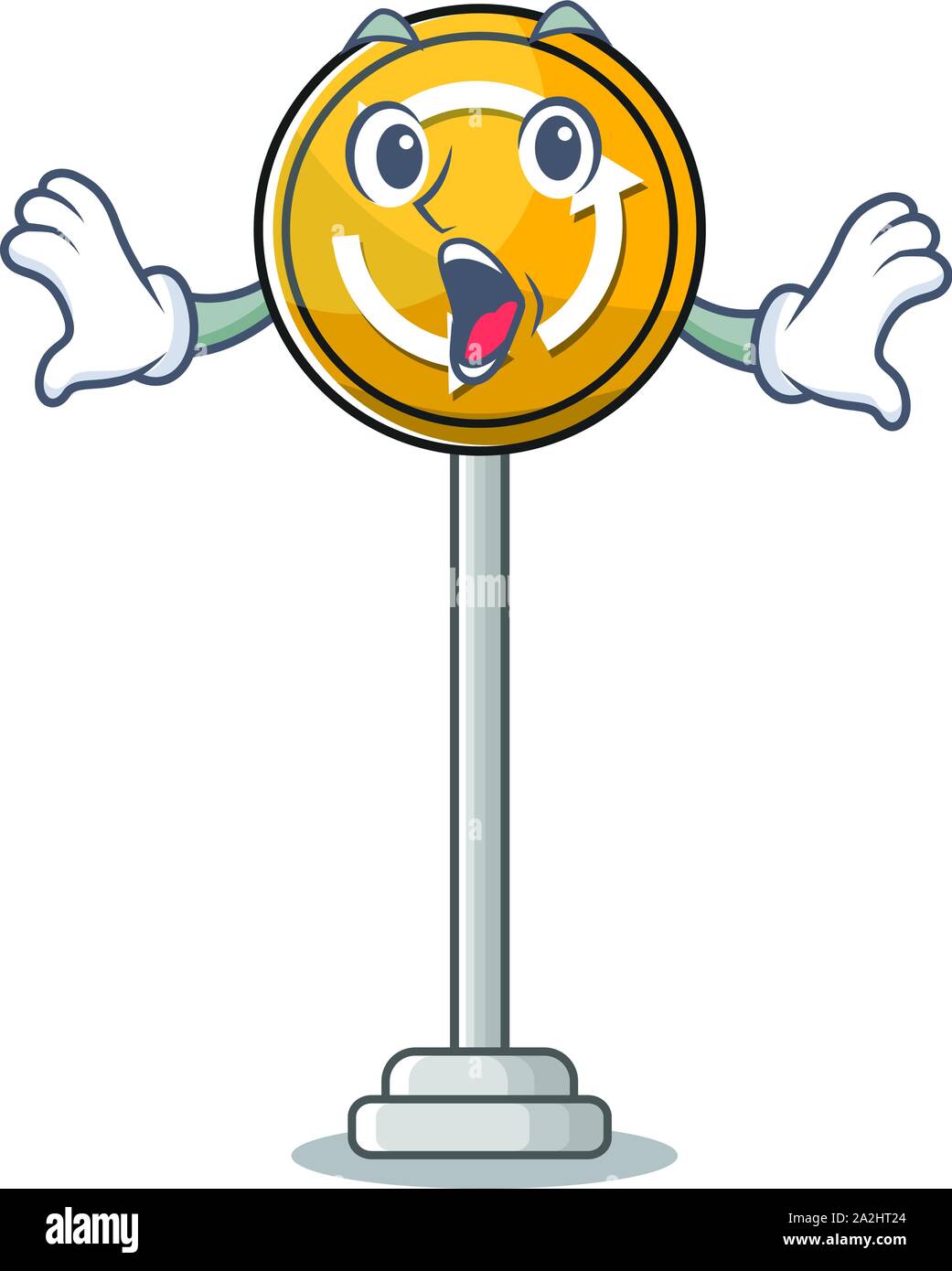 Surprised roundabout ahead cartoon shape with mascot Stock Vector Image ...