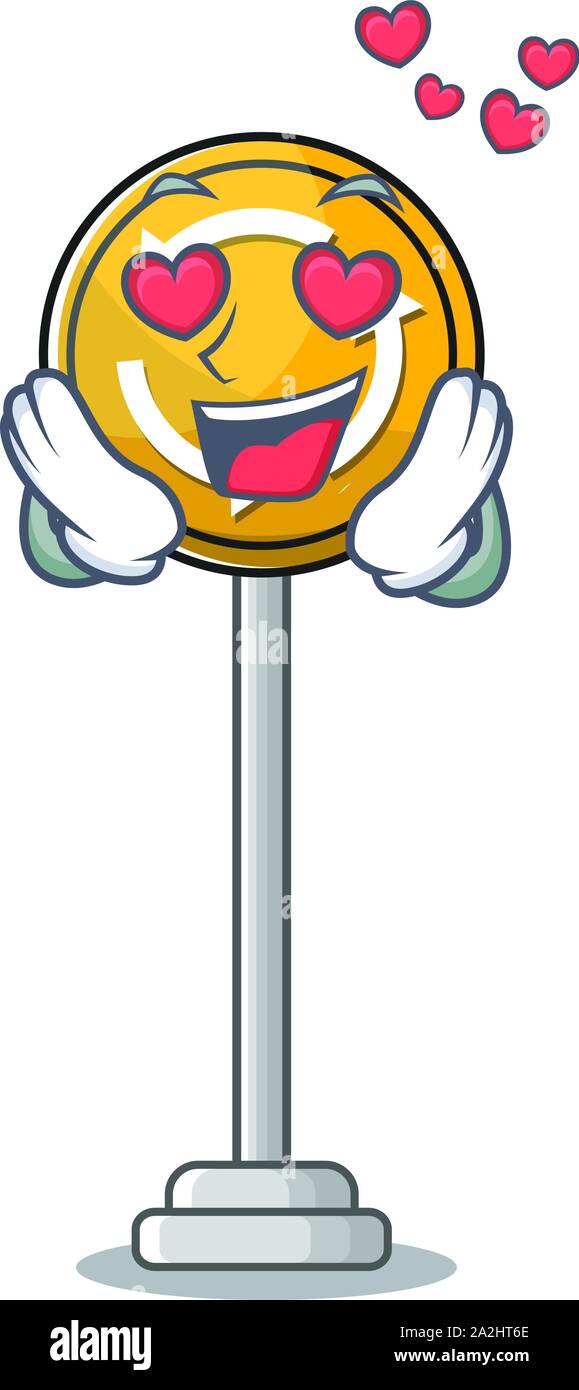 In love roundabout ahead cartoon shape with mascot Stock Vector Image ...