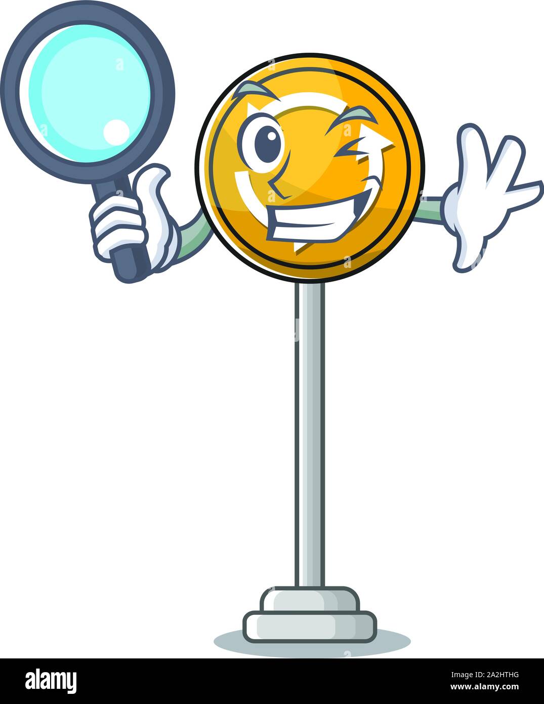 Detective roundabout ahead character isolated the cartoon Stock Vector ...