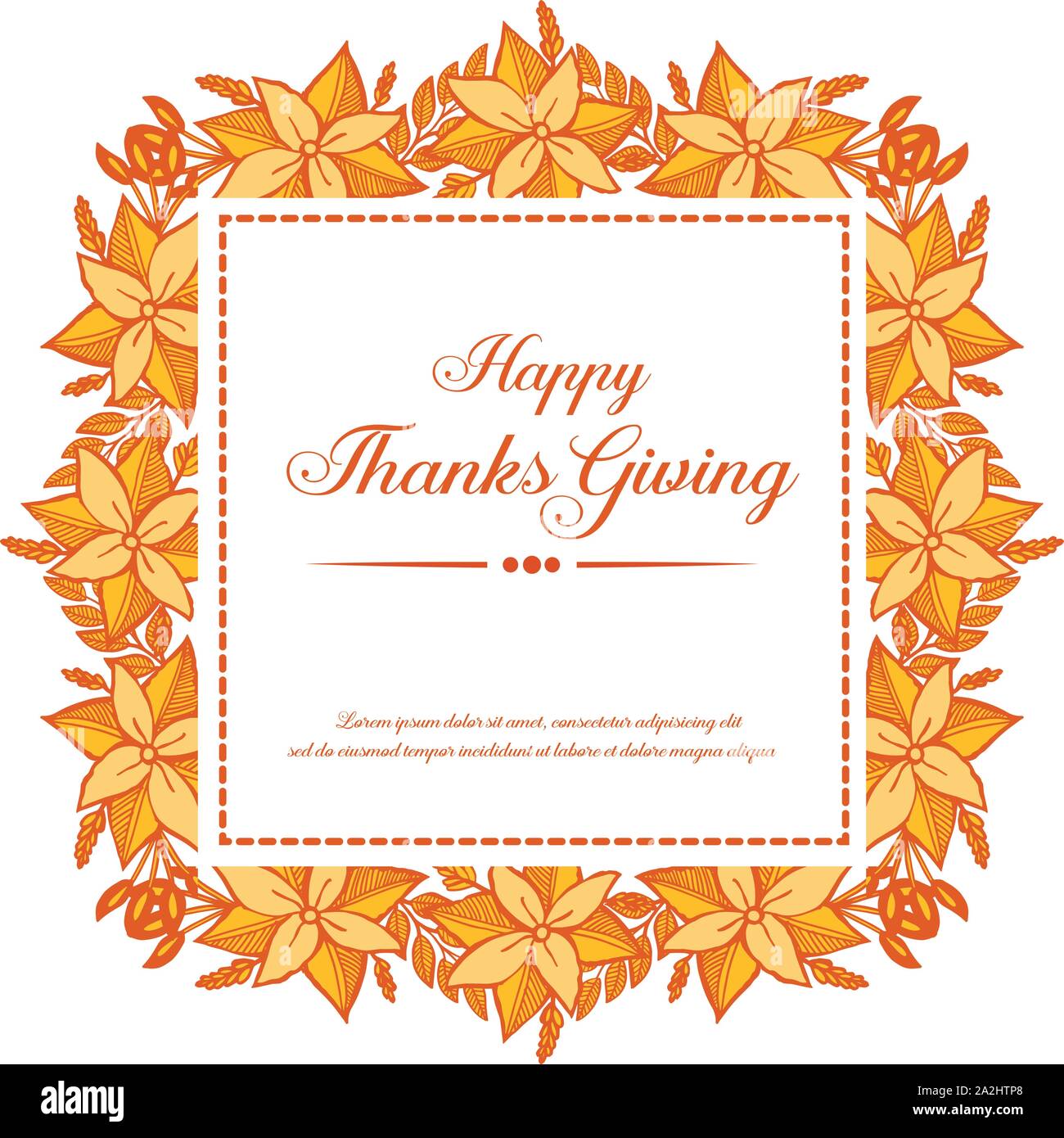 Template banner thanksgiving, with artwork of autumn leaf flower frame ...