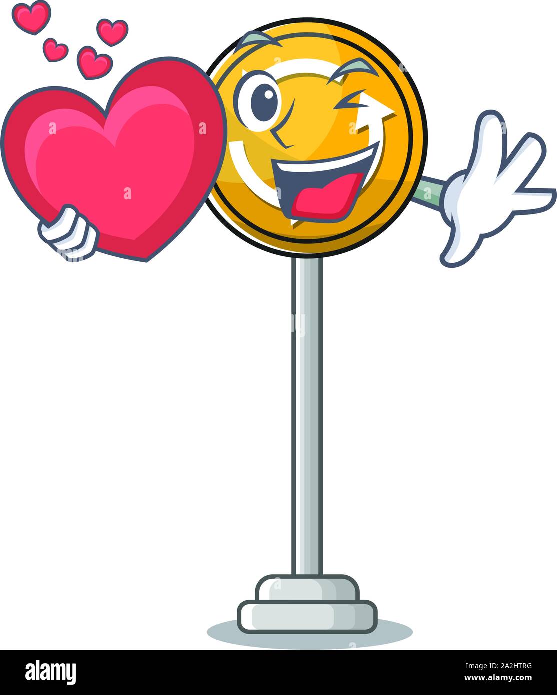 With heart roundabout ahead cartoon shape with mascot Stock Vector ...