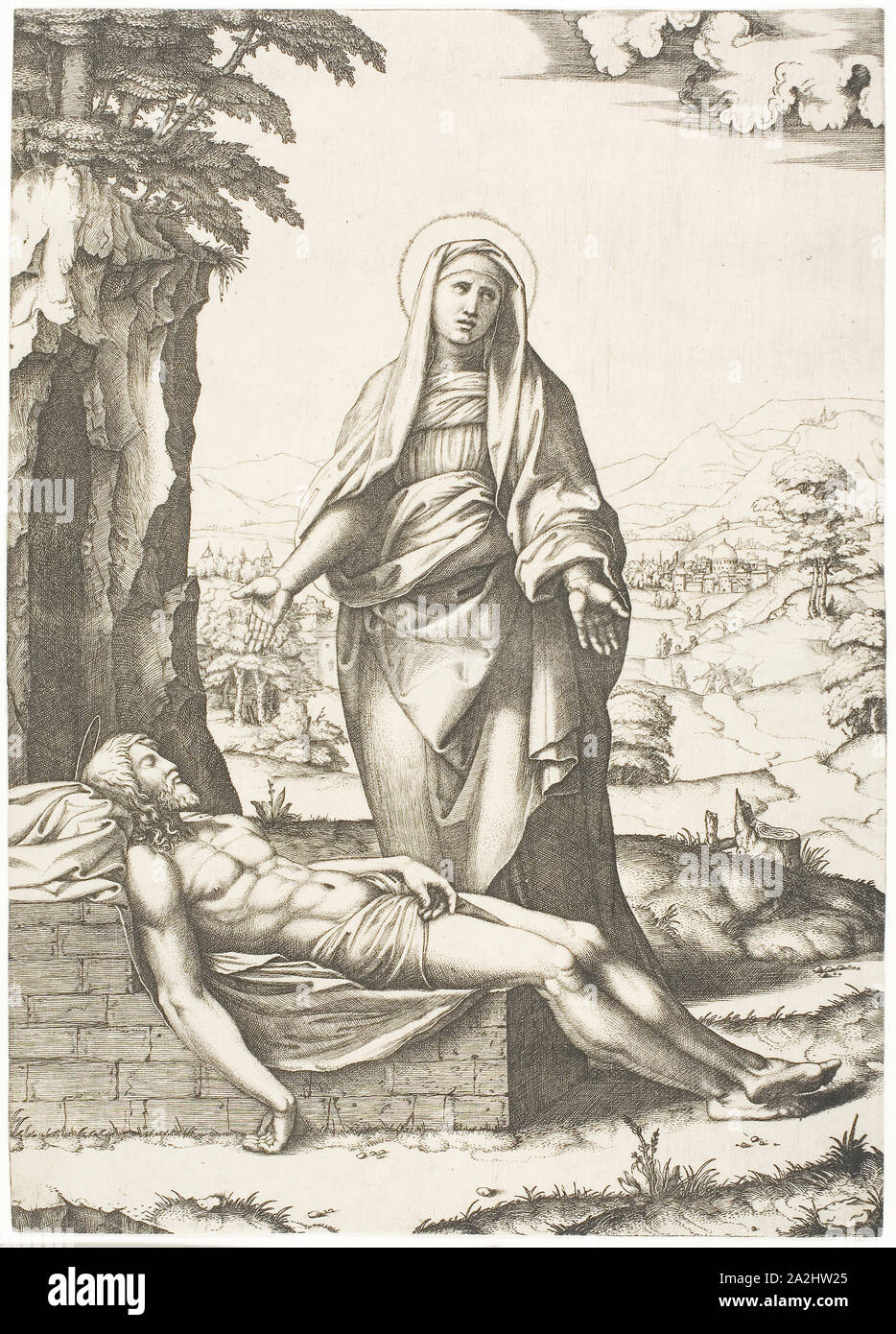 The Pietà, c. 1512, Marcantonio Raimondi (Italian, c. 1480-1534), after ...