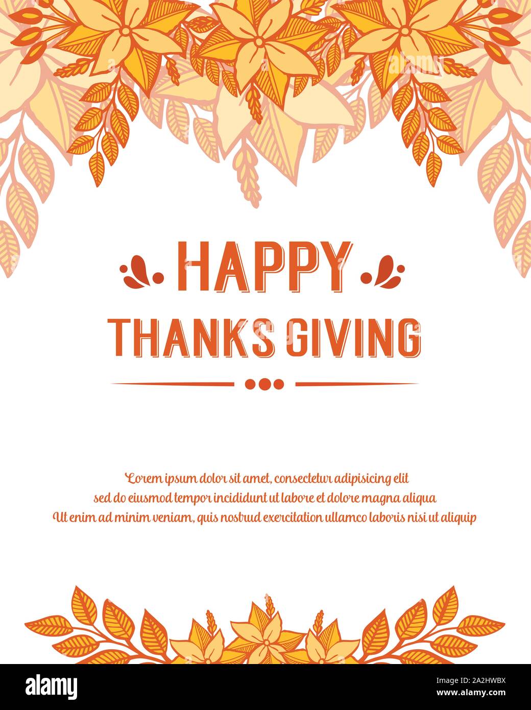 Template banner thanksgiving, with artwork of autumn leaf flower frame ...