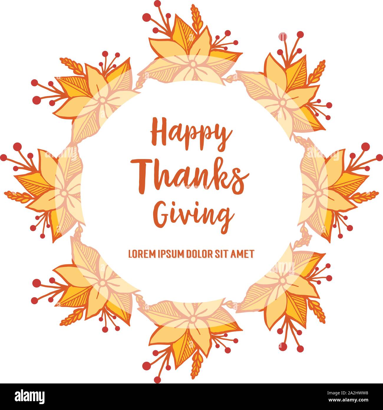 Template thanksgiving, with motif of autumn leaf flower frame. Vector ...