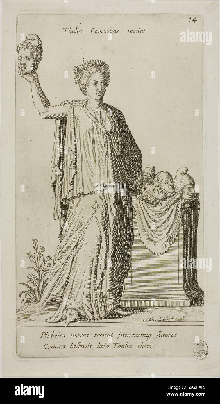 Thalia, Muse of Comedy, plate 14 from Parnassus Biceps, 1601, Johann Theodor de Bry (German ...