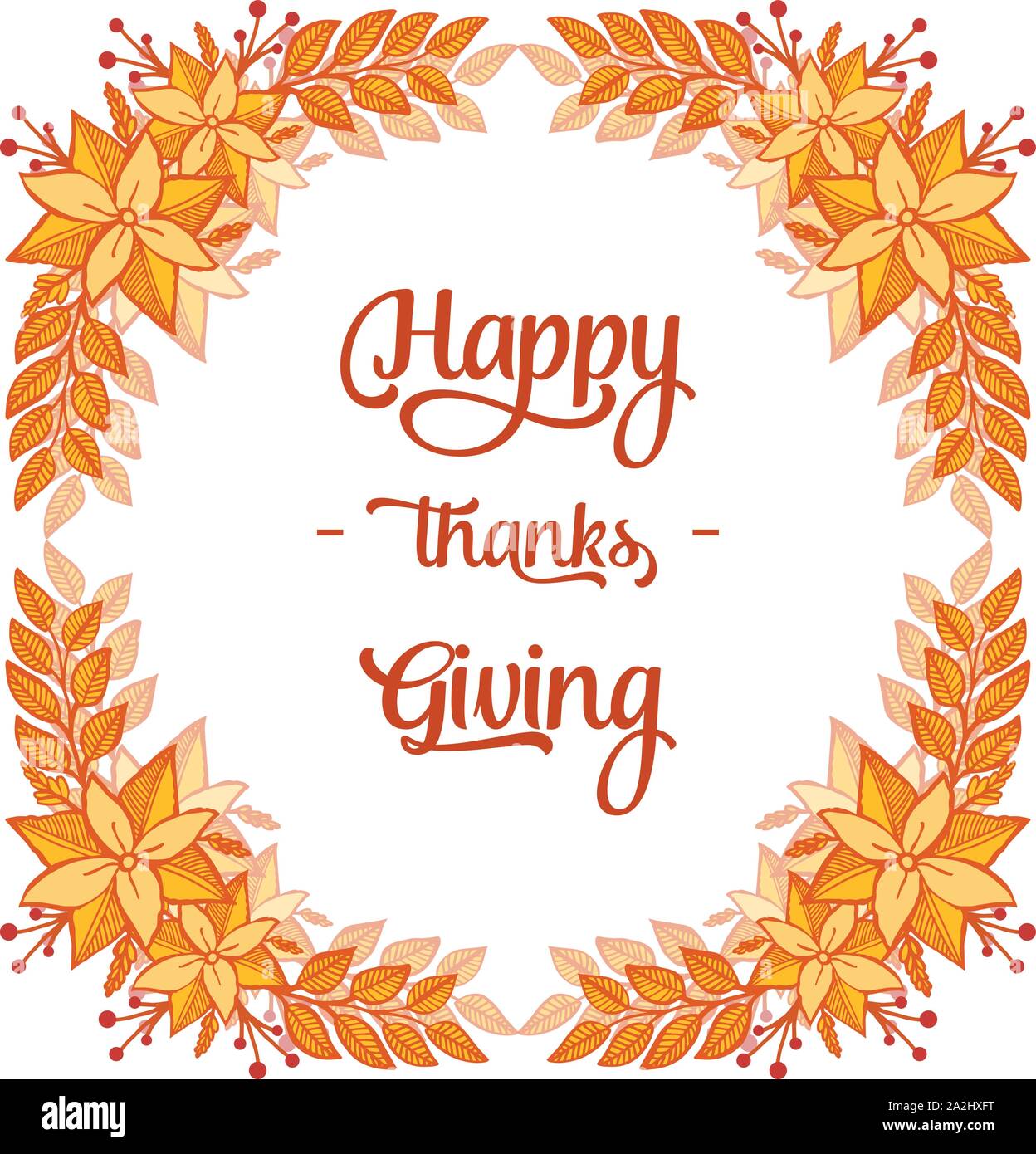 Template thanksgiving, with motif of autumn leaf flower frame. Vector ...