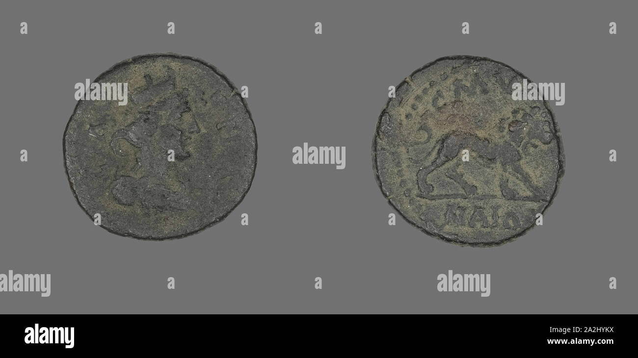 Coin Depicting the Goddess Tyche, AD 98/192, Roman, Izmir, Bronze, Diam ...