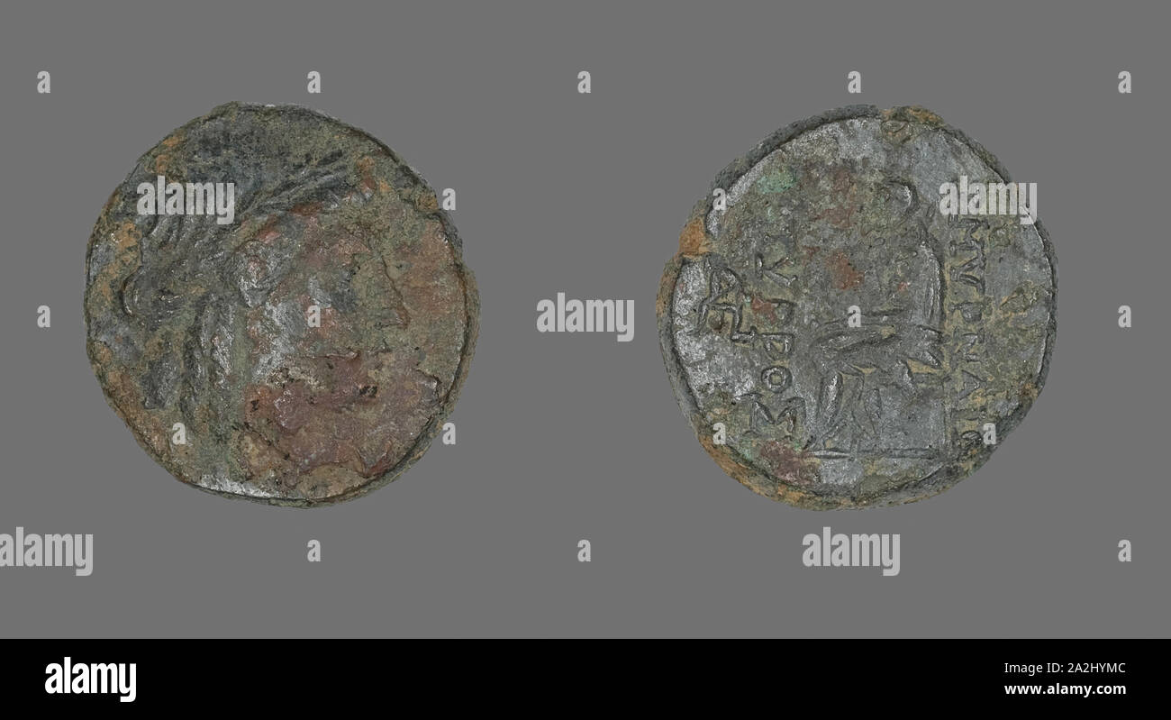 Coin Depicting the God Apollo, 2nd/1st century BC, Greek, Izmir, Bronze ...