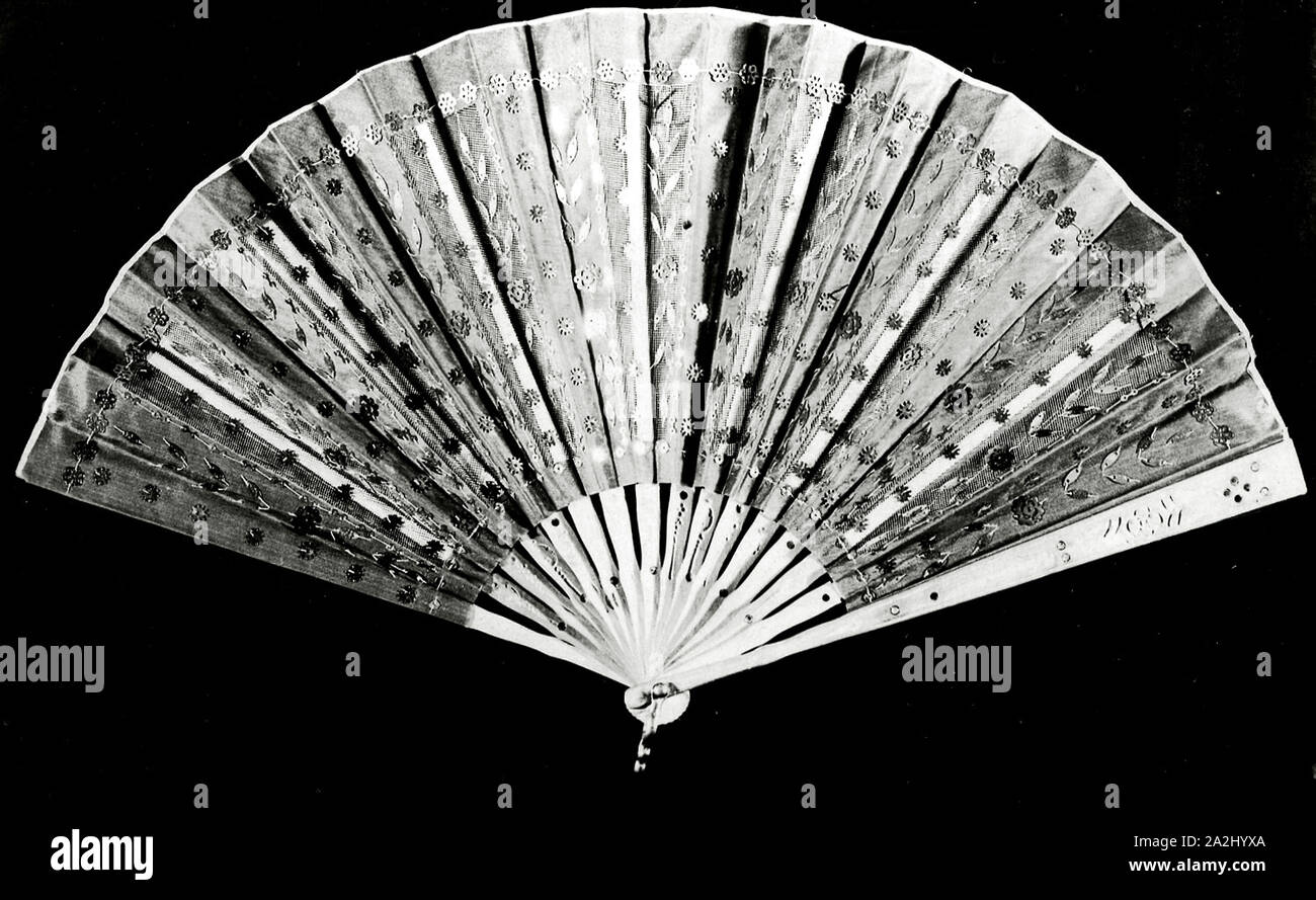 Fan, 19th century, France, Blue silk and gold net and gauze mount ...