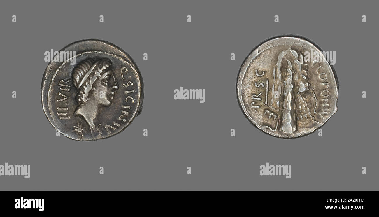 Denarius (Coin) Depicting the God Apollo, 49 BC, Roman, Roman Empire ...