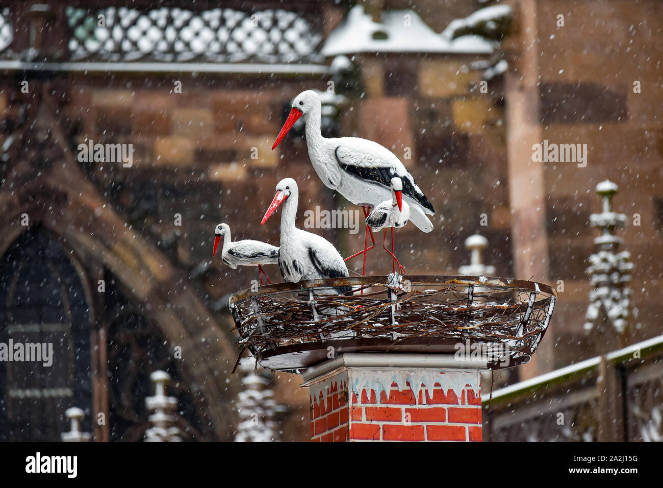 Stork nest roof church hi-res stock photography and images - Alamy