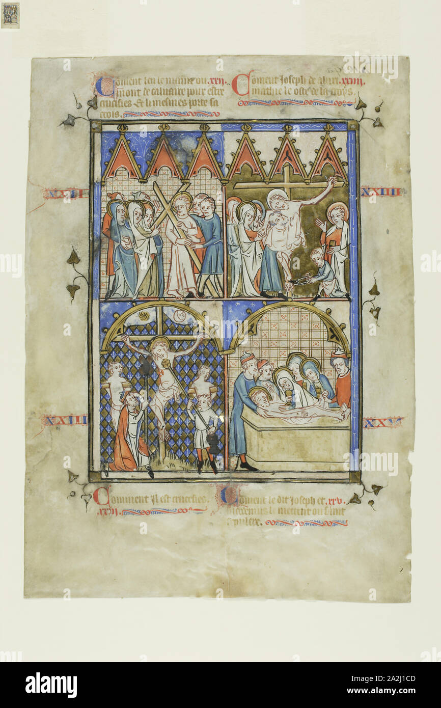 Leaf from a Picture Cycle: Christ Carrying the Cross, The Crucifixion ...