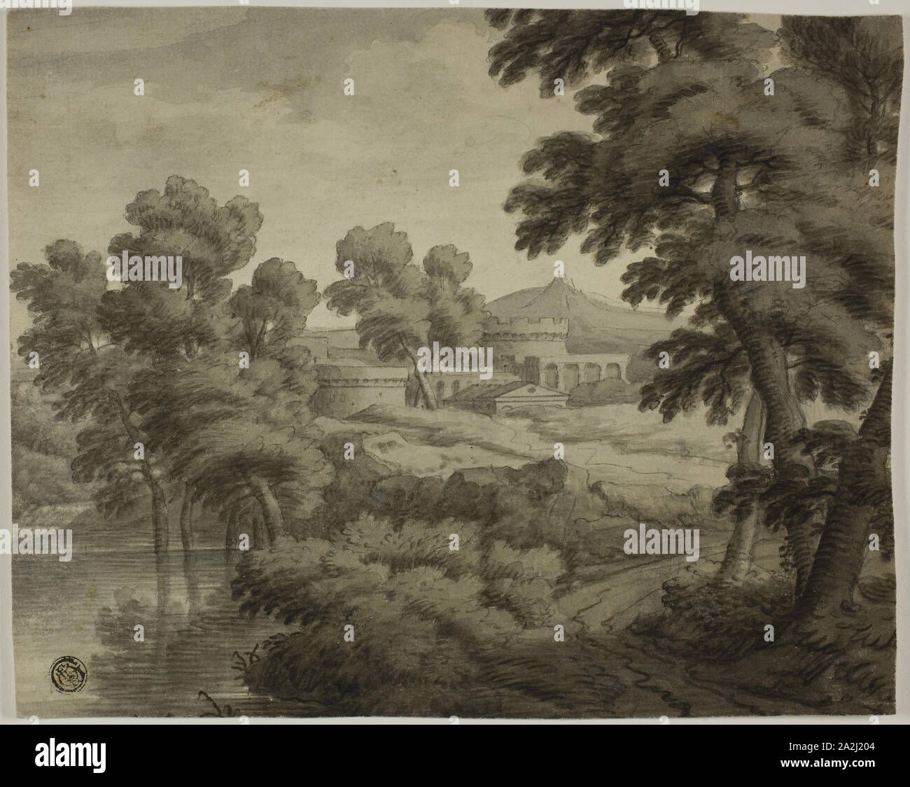 Italianate Landscape with Castle, Trees and Water in Foreground, n.d ...