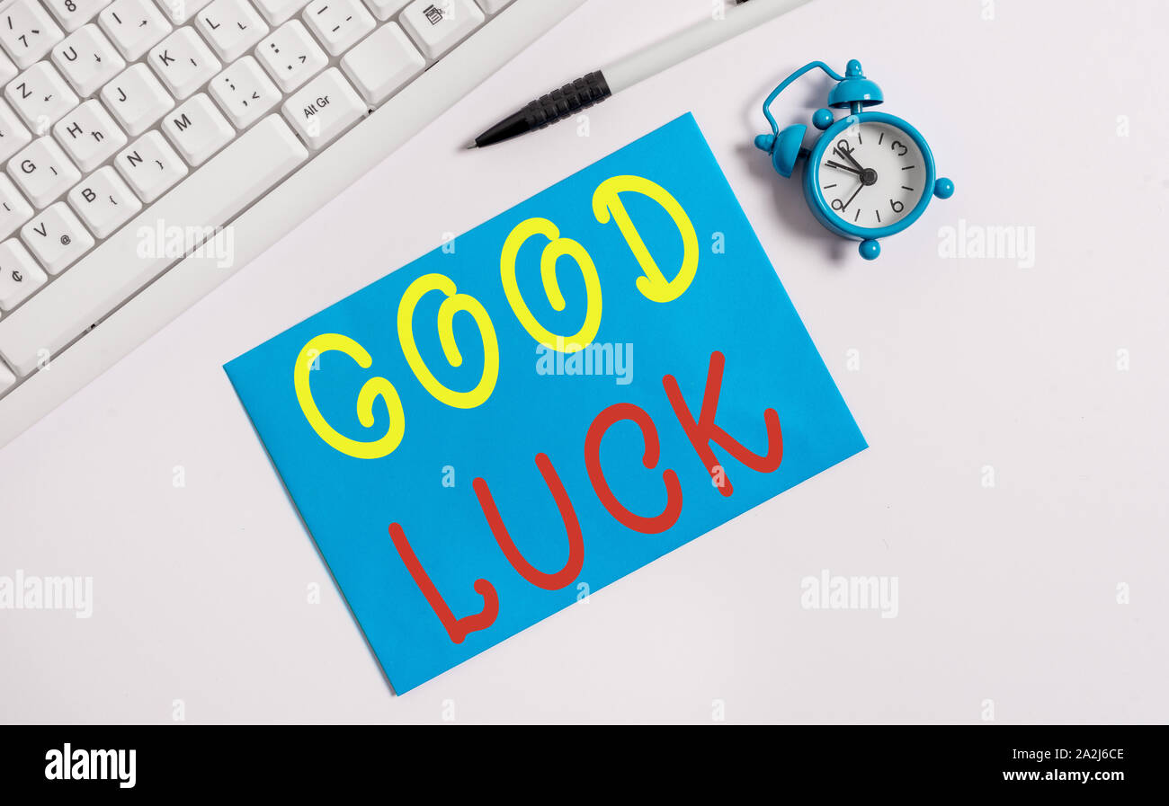 Writing note showing Good Luck. Business concept for A positive fortune ...