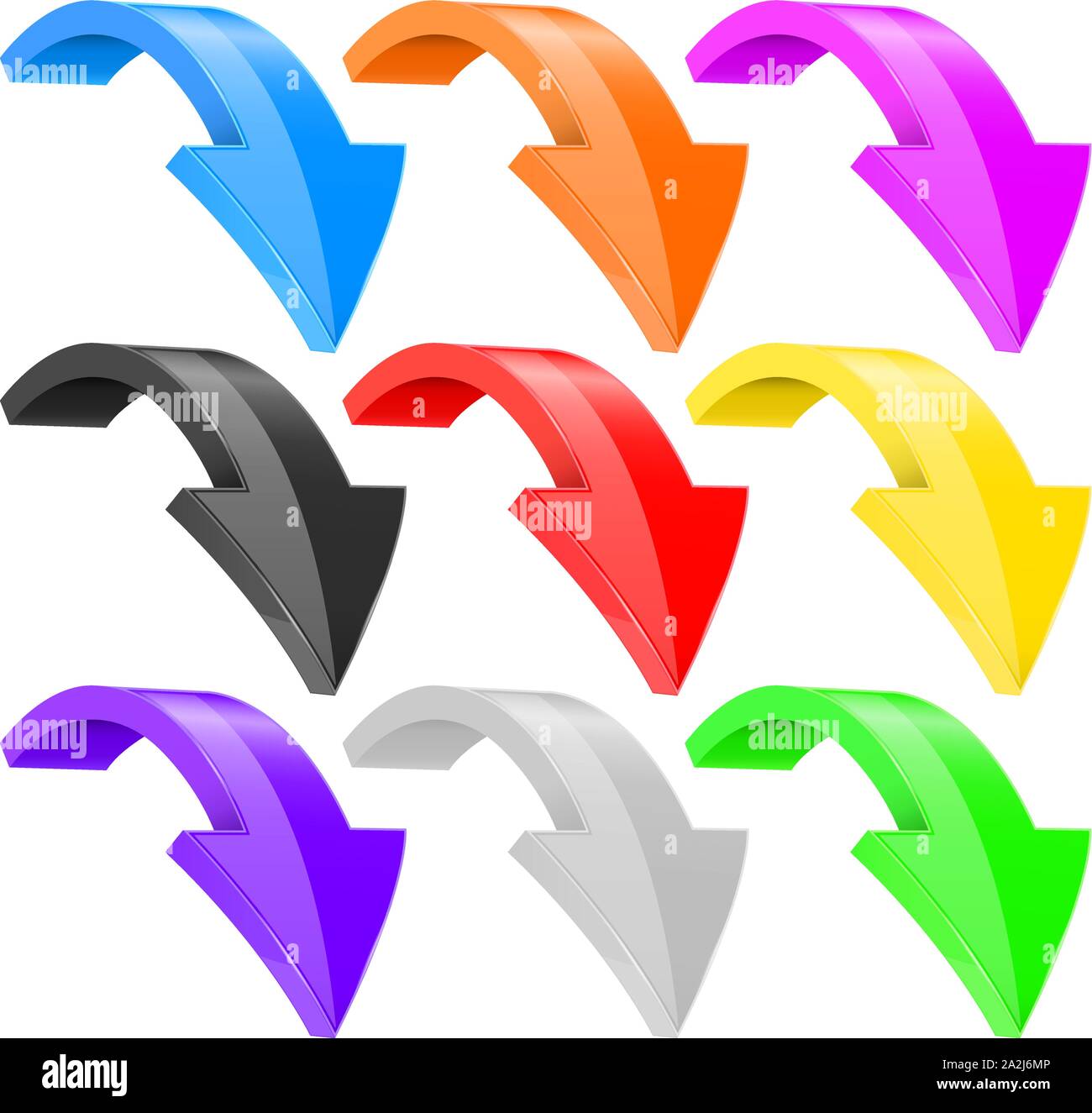 Red curved arrow down icon Cut Out Stock Images & Pictures - Alamy