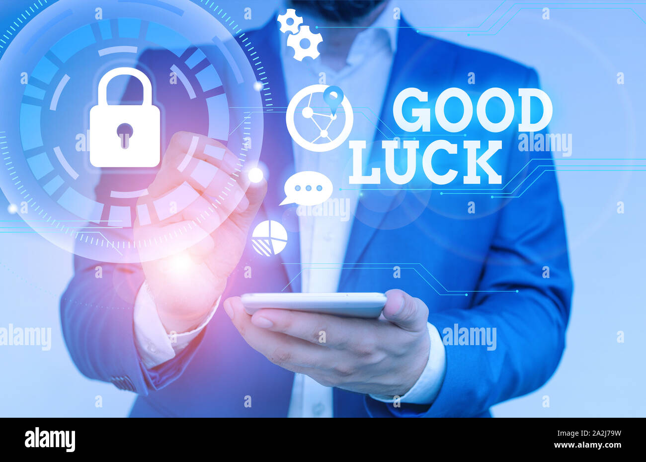 Writing note showing Good Luck. Business concept for A positive fortune ...