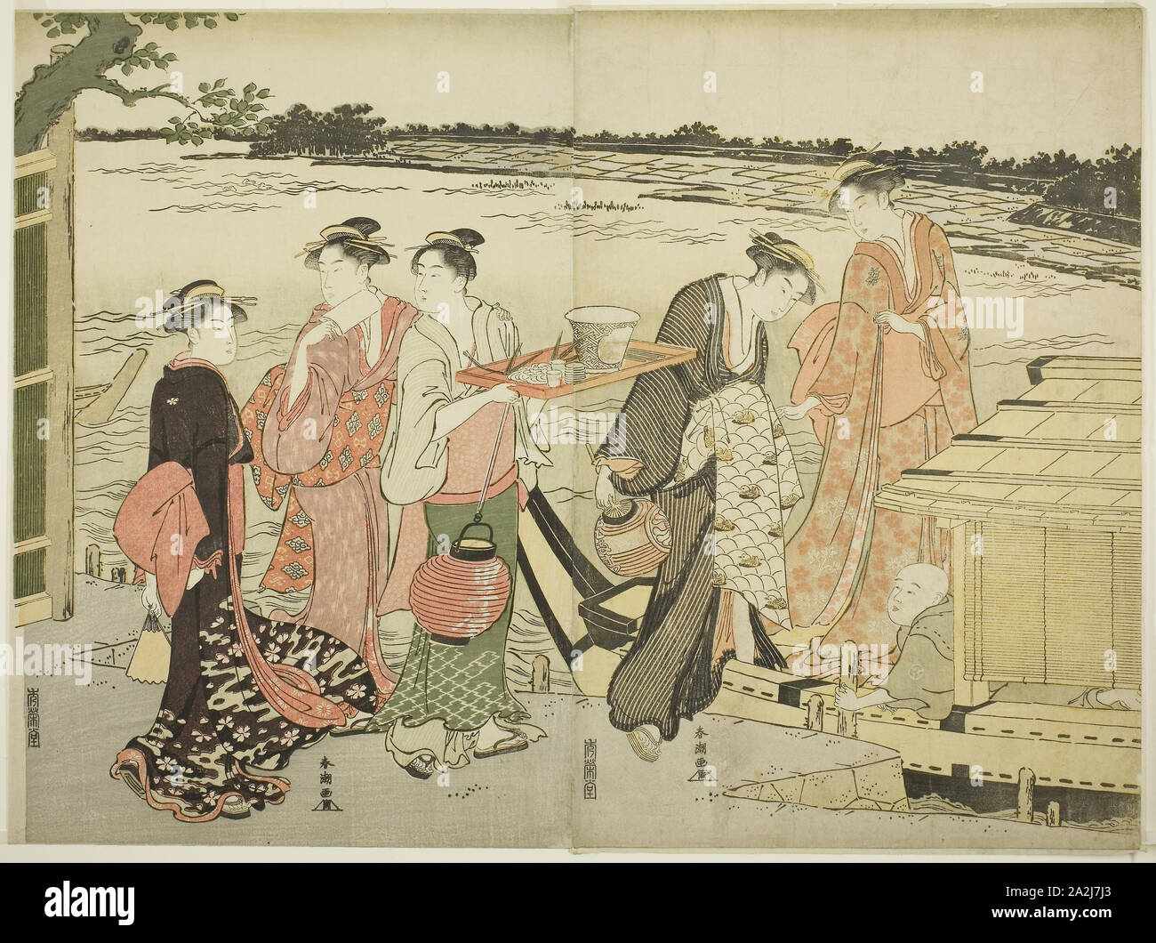 Women Boarding a Pleasure Boat, 1780s, Katsukawa Shuncho, Japanese ...