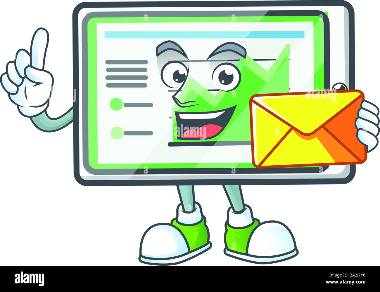 With envelope up chart horizontal table cartoon mascot style Stock ...