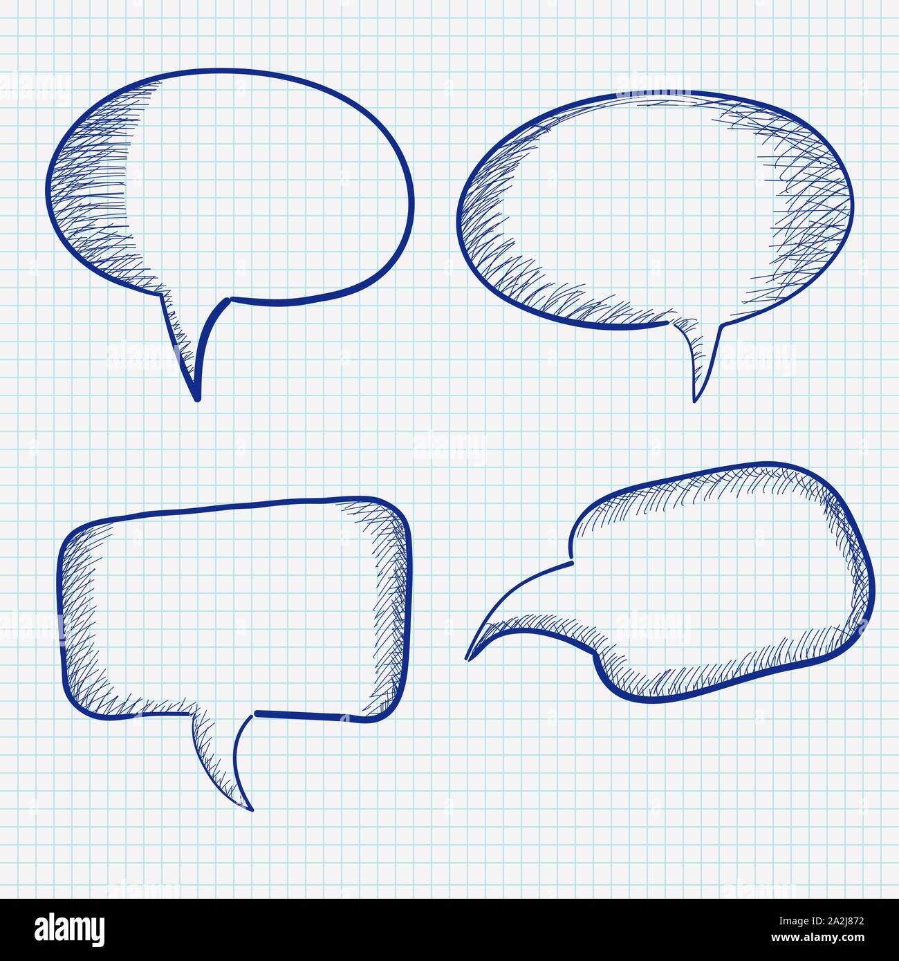 Speech bubbles. Sketch on Notebook sheet background Stock Vector Image ...