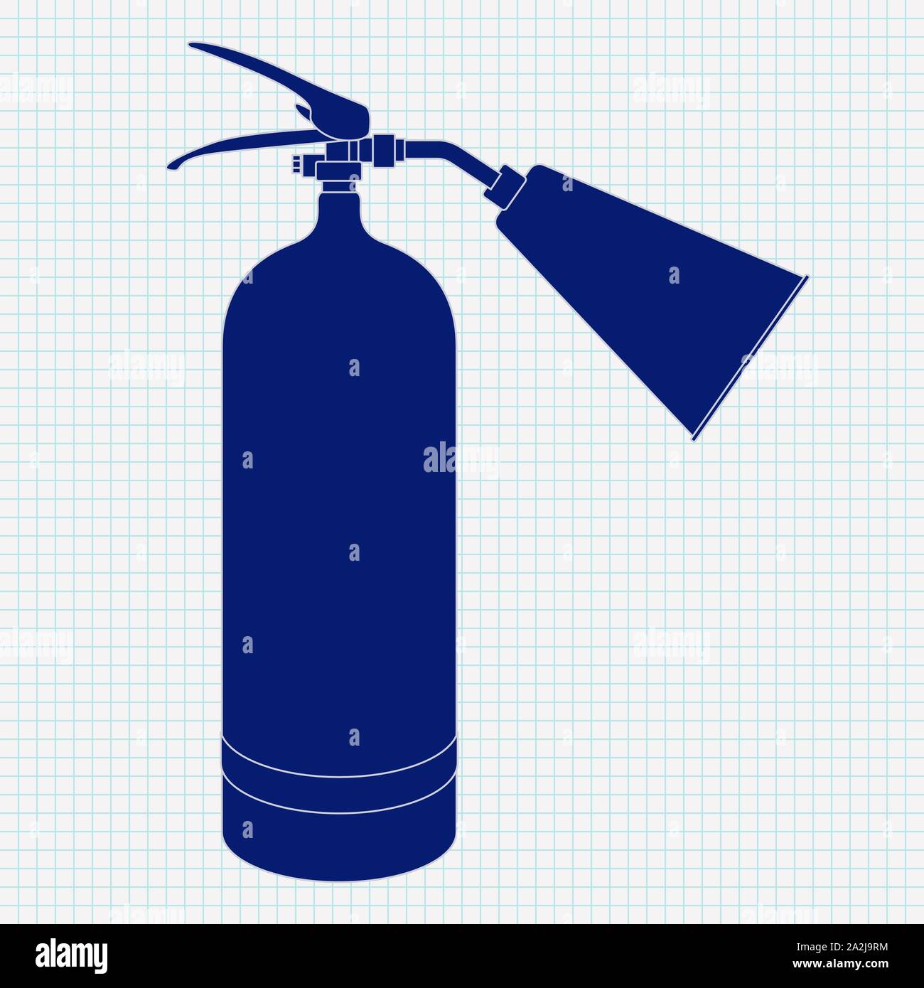 Fire extinguisher. Blue icon on lined paper background Stock Vector ...