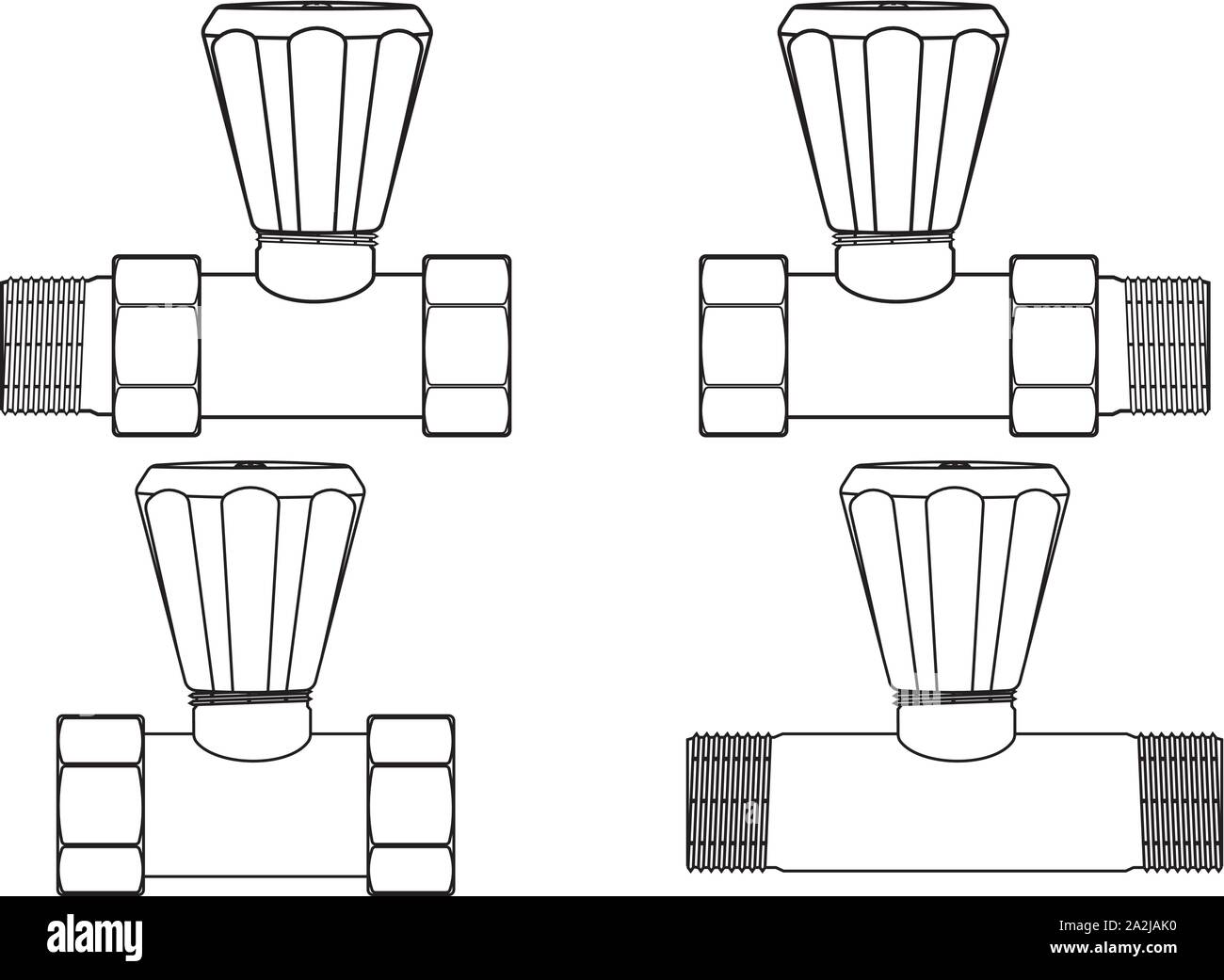 Pipe connector with tap. Outline set Stock Vector Image & Art - Alamy