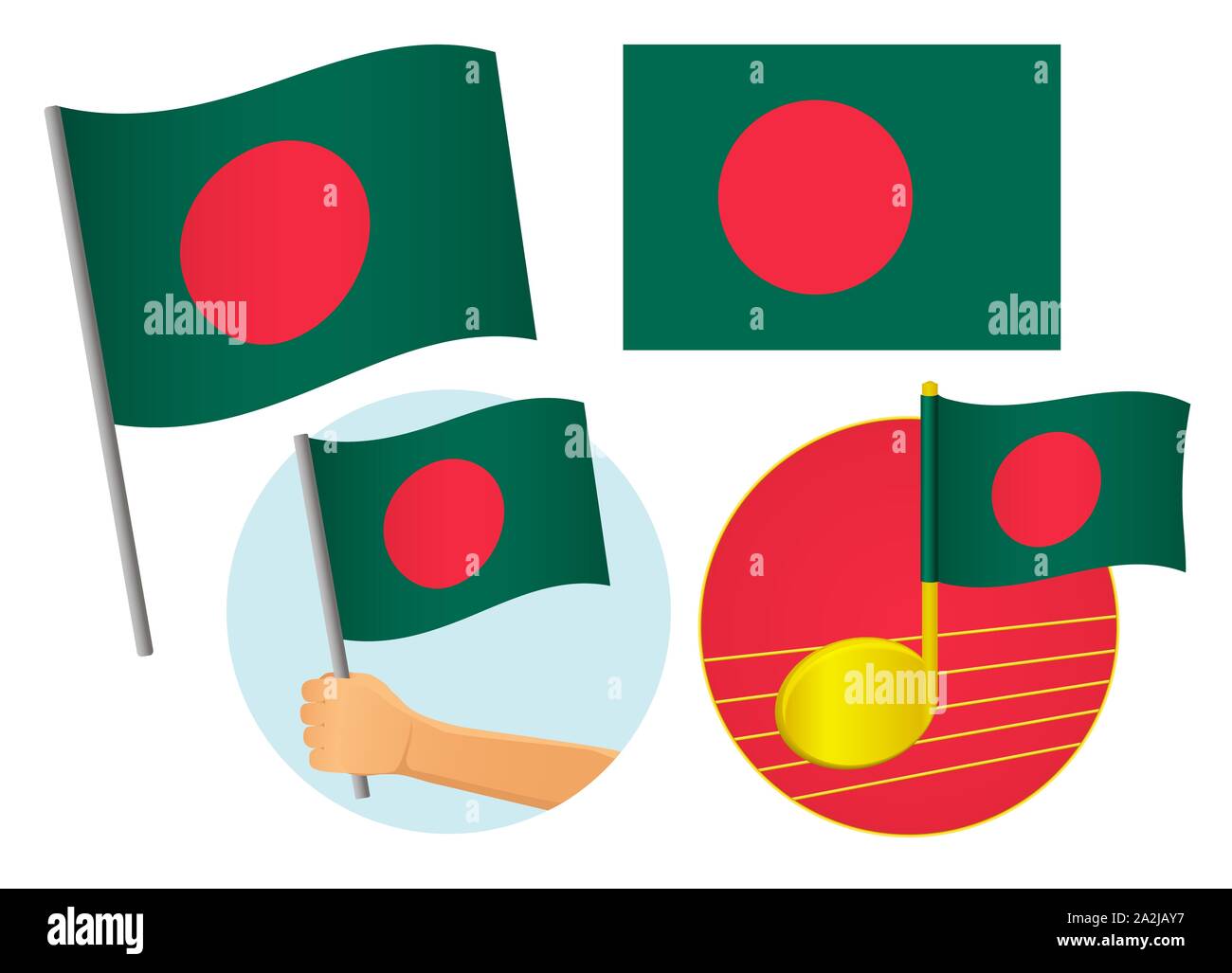 Bangladesh flag icon set. National flag of Bangladesh illustration ...