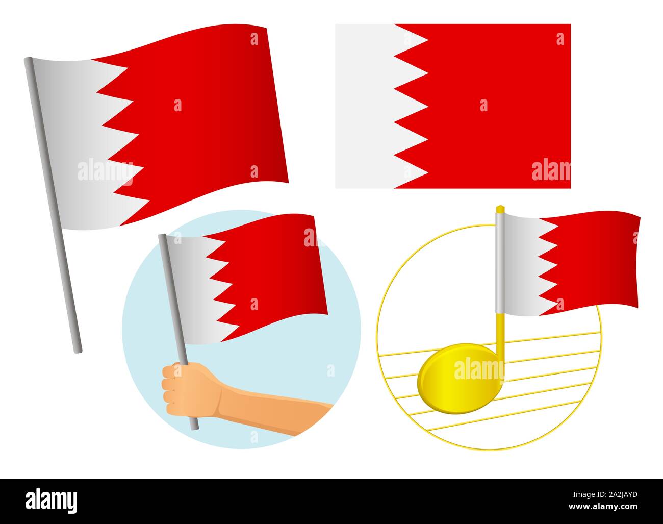 Bahrain flag icon set. National flag of Bahrain illustration Stock ...