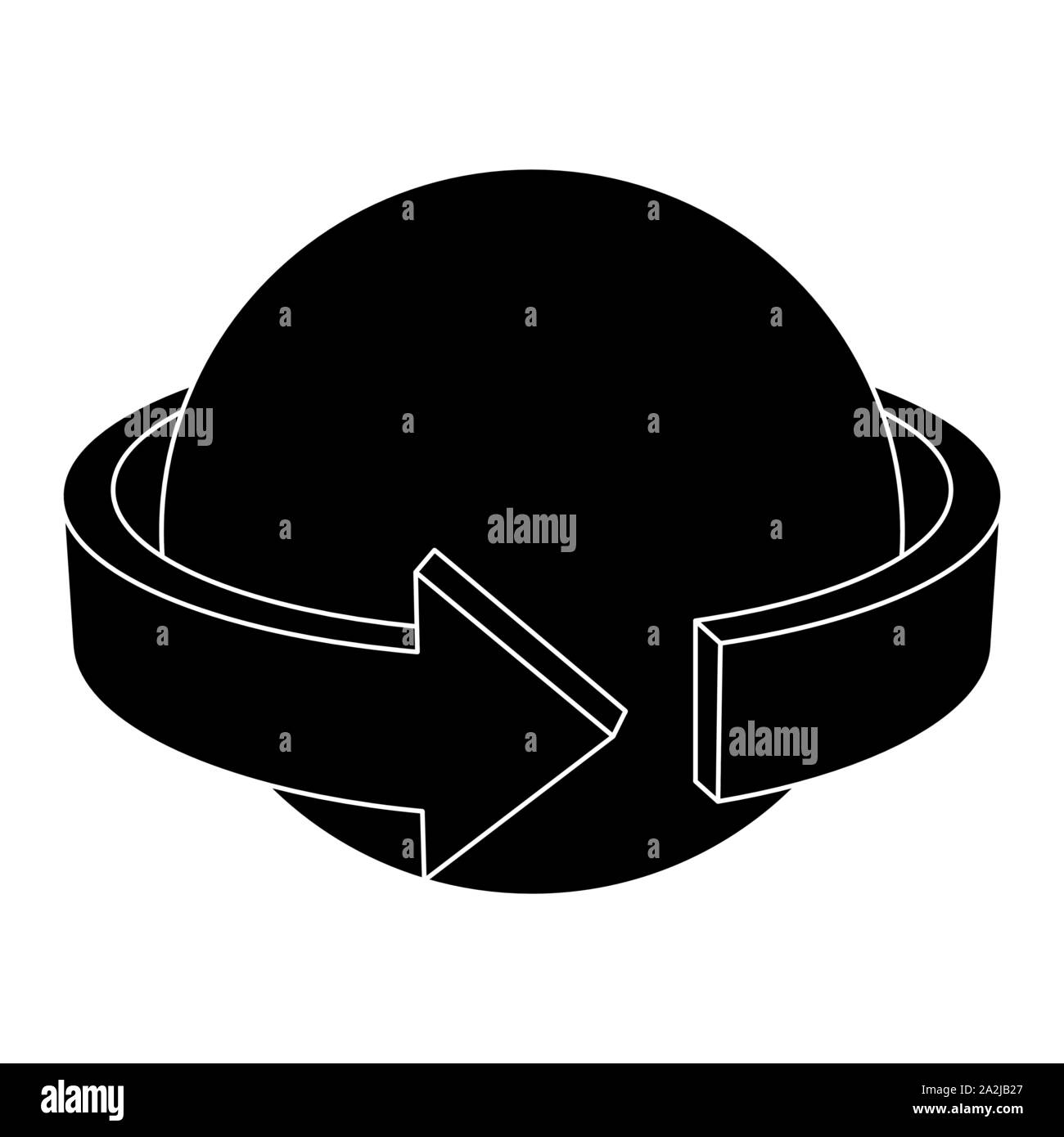 Sphere with arrow wrapped around. Black outline drawing Stock Vector ...