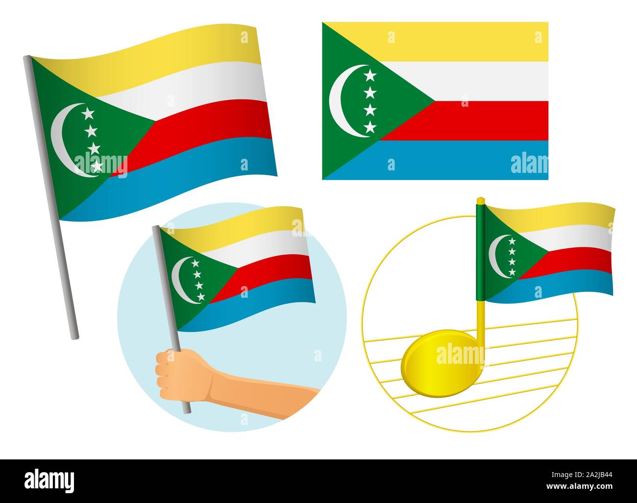 Comoros flag icon set. National flag of Comoros illustration Stock ...