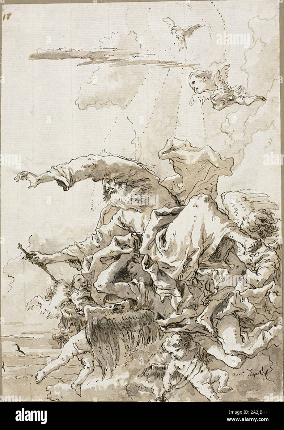 God the Father Supported by Angels in Clouds, II, c. 1759, Giovanni ...