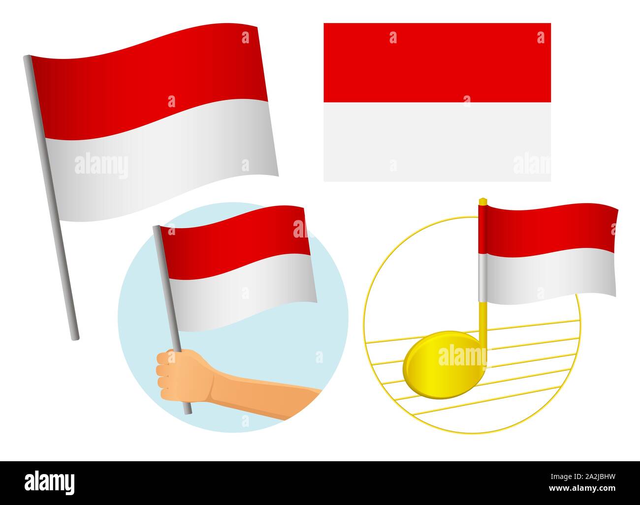 Indonesia flag icon set. National flag of Indonesia illustration Stock ...