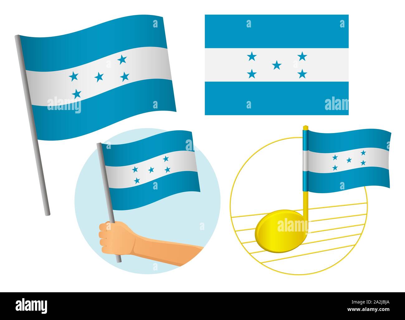 Honduras flag icon set. National flag of Honduras illustration Stock ...