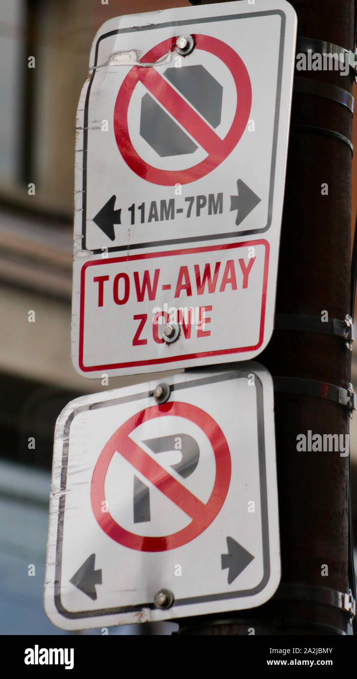 No parking, tow away zone. Parking restricted sign in Canada Stock ...
