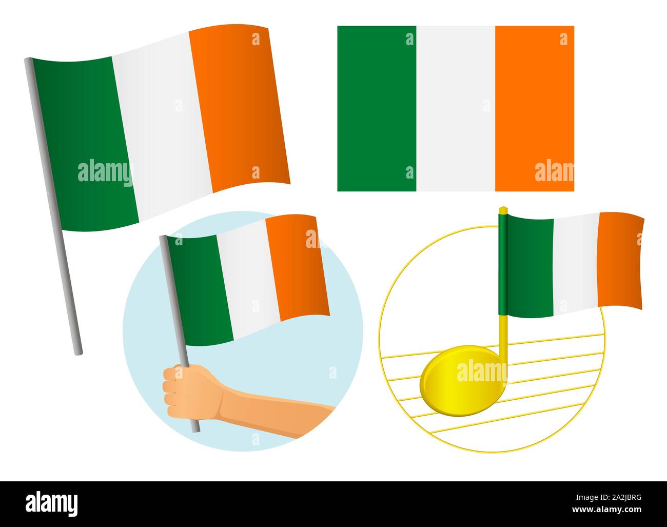 Ireland flag icon set. National flag of Ireland illustration Stock ...