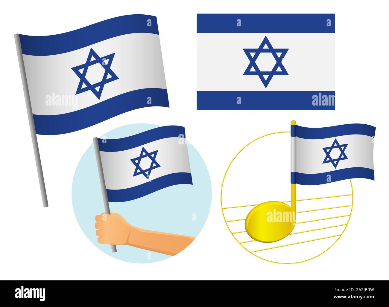 Israel flag icon set. National flag of Israel illustration Stock Photo ...