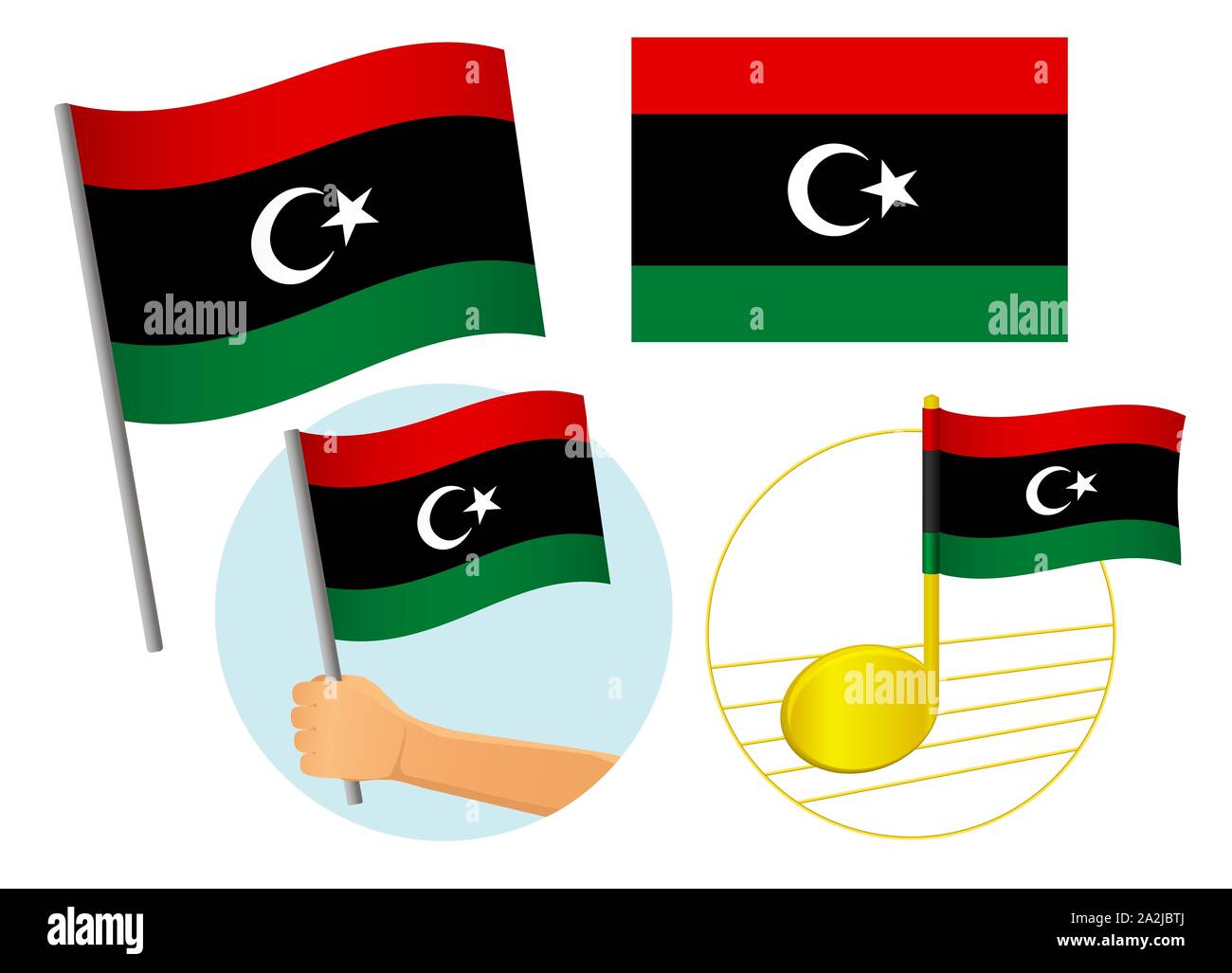 libya flag icon set. National flag of libya illustration Stock Photo ...