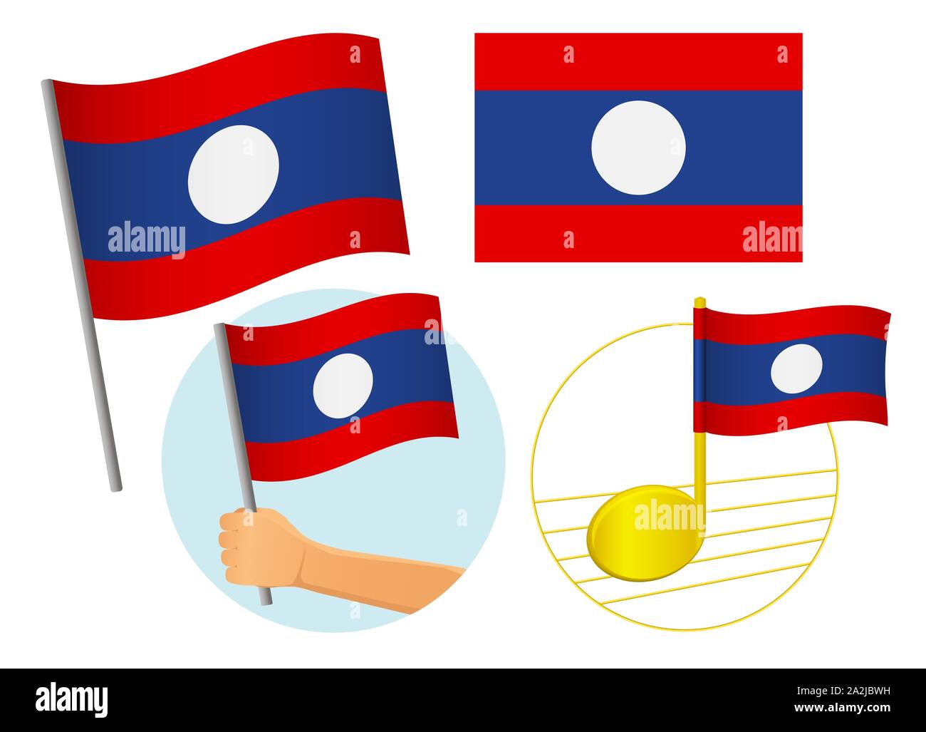 Laos flag icon set. National flag of Laos illustration Stock Photo - Alamy