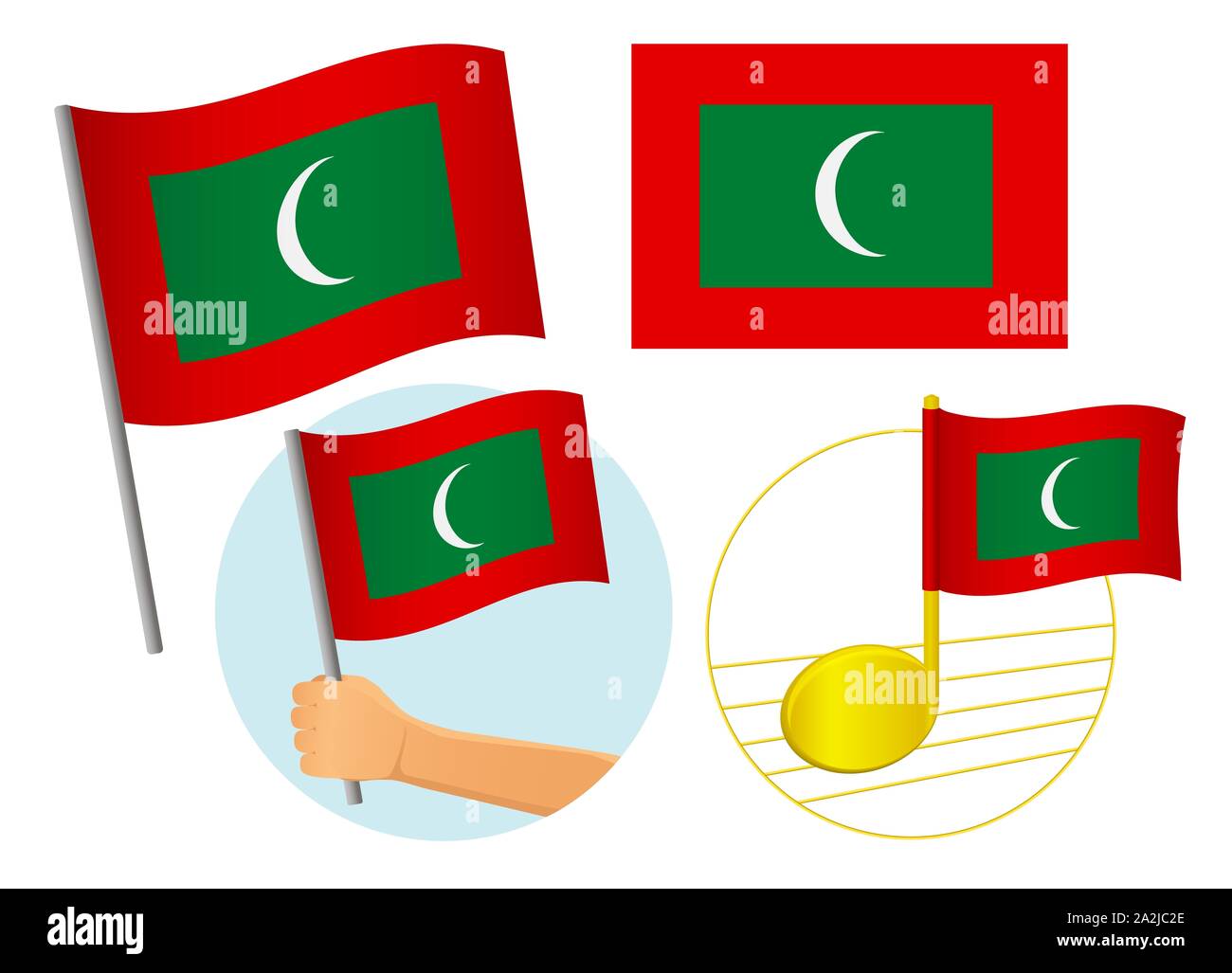 Maldives flag icon set. National flag of Maldives illustration Stock ...
