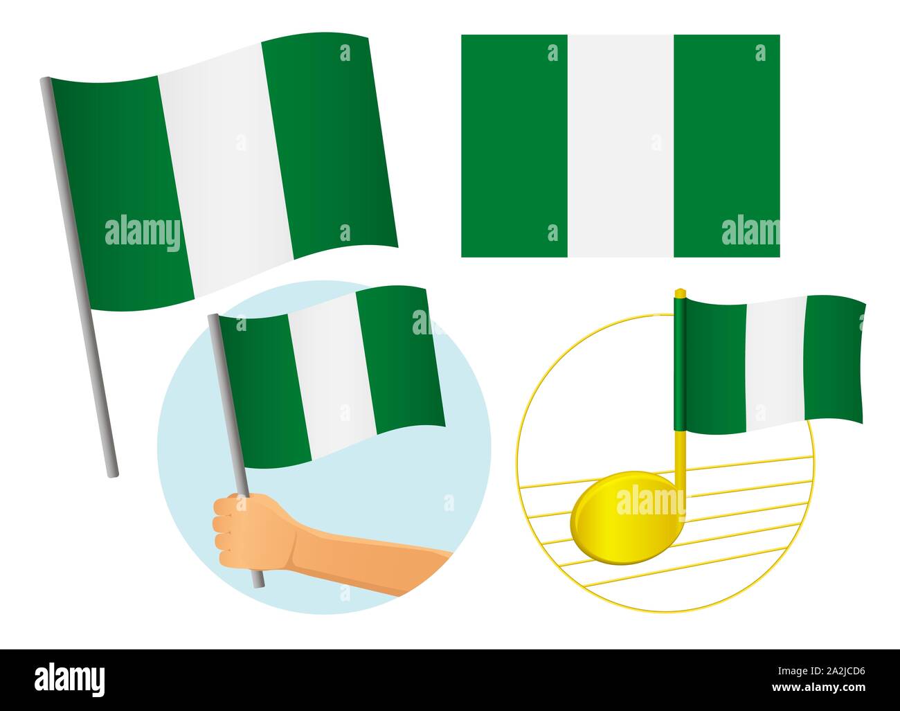 Nigeria flag icon set. National flag of Nigeria illustration Stock ...