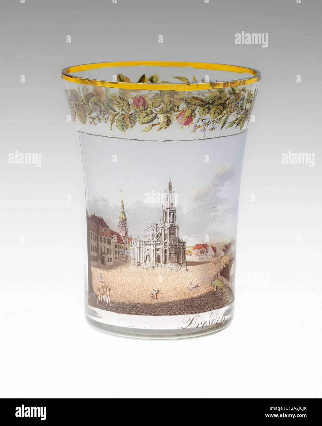 Colorless blown stained and painted in transparent enamels and gilding ...