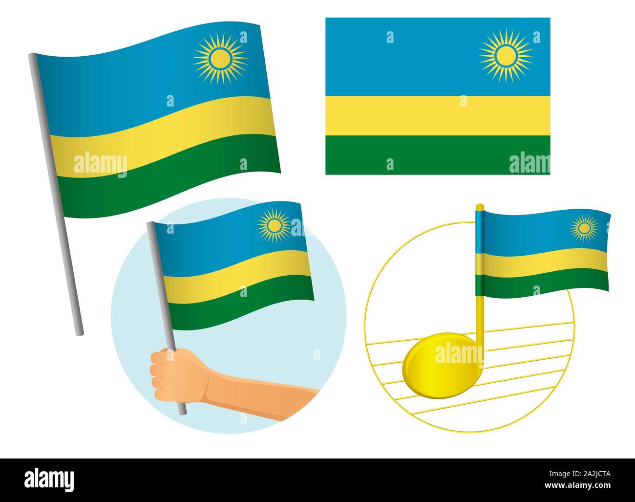 Rwanda flag icon set. National flag of Rwanda illustration Stock Photo ...