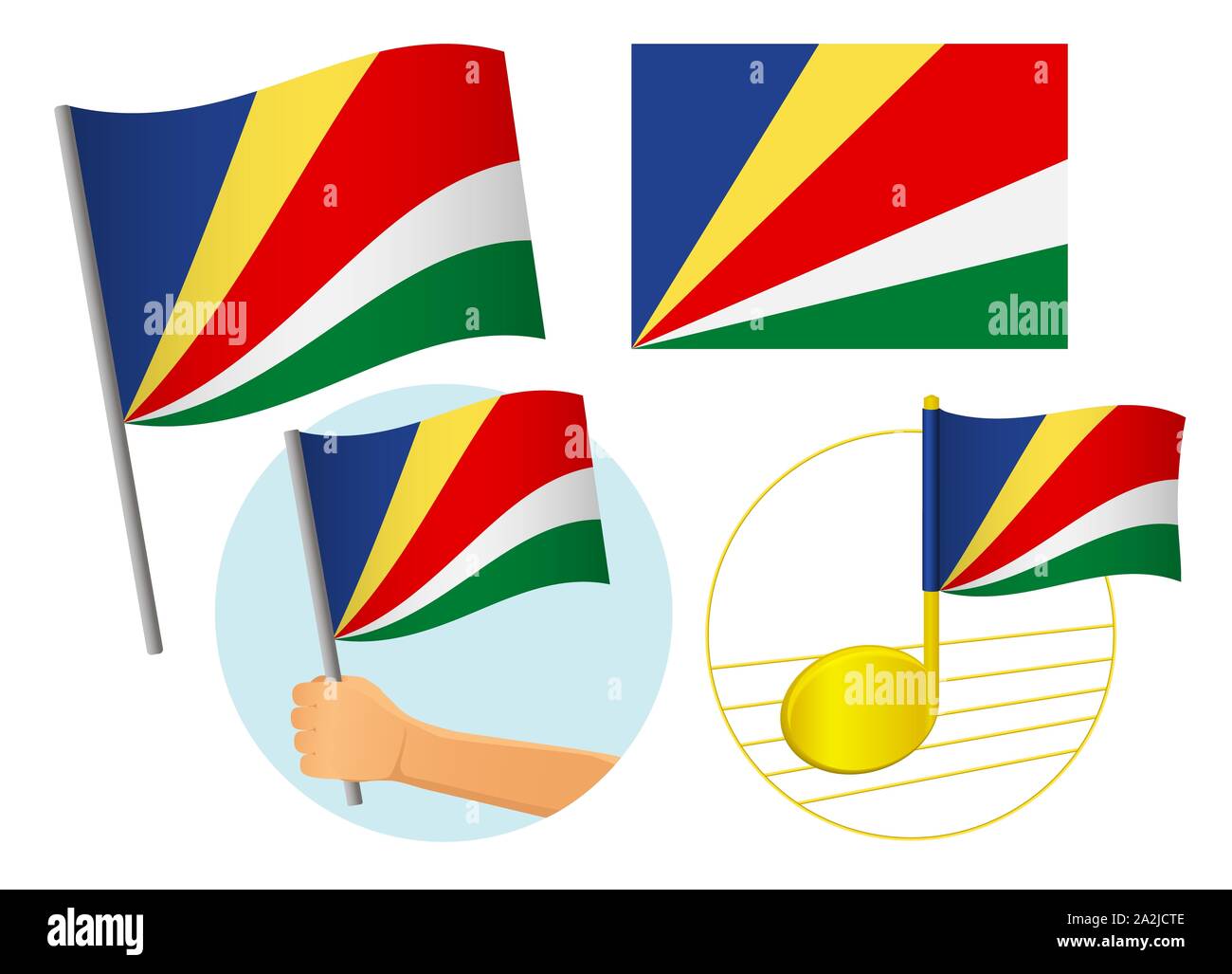 Seychelles Flag Icon Set National Flag Of Seychelles Illustration